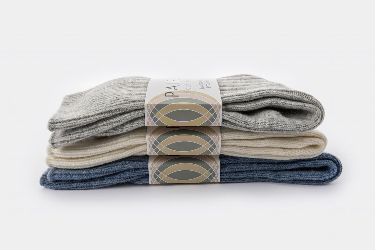 PAIRS DENIM BLUE LAMBSWOOL BED SOCKS